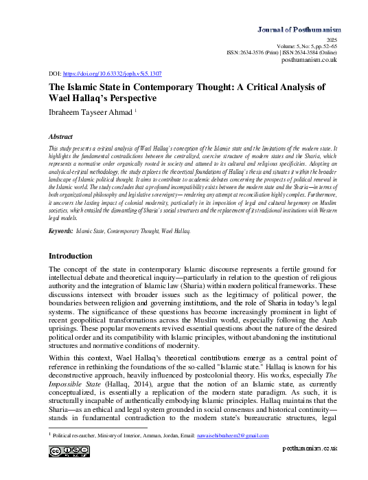 (PDF) The Islamic State in Contemporary Thought: A Critical Analysis of ...