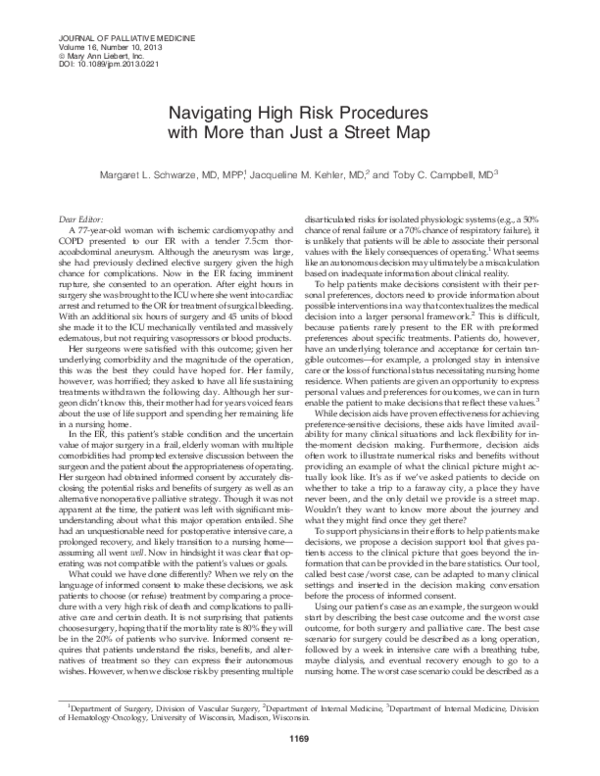 (PDF) Navigating High Risk Procedures with More than Just a Street Map