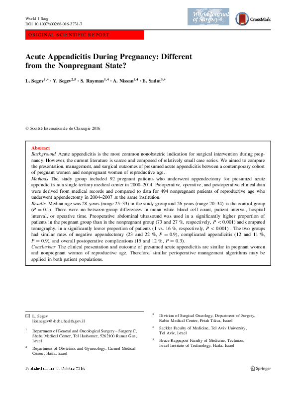 (PDF) Acute Appendicitis During Pregnancy: Different from the ...