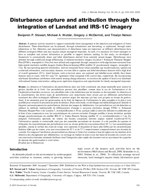 (PDF) Disturbance capture and attribution through the integration of ...