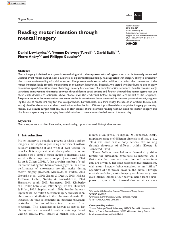 (PDF) Reading motor intention through mental imagery