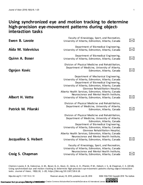(PDF) Using synchronized eye and motion tracking to determine high ...