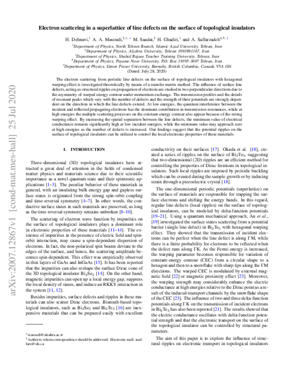 (PDF) Electron scattering in a superlattice of line defects on the ...