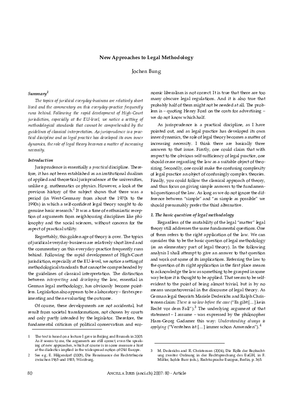 (PDF) New Approaches to Legal Methodology