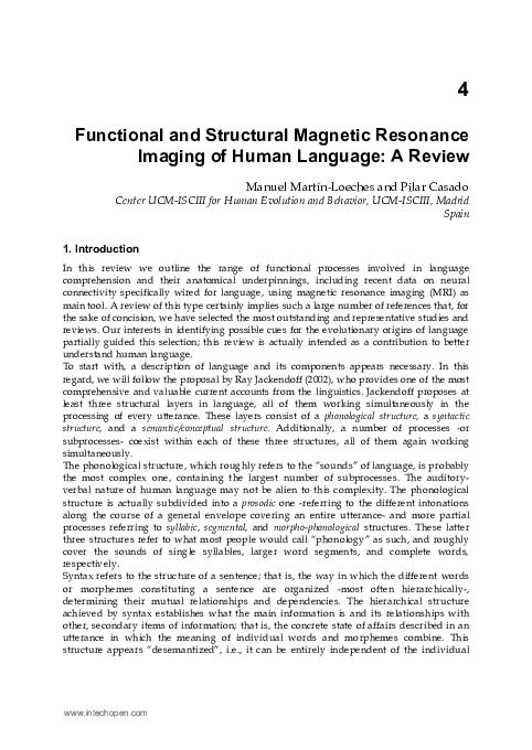 (PDF) Functional and Structural Magnetic Resonance Imaging of Human Language: A Review
