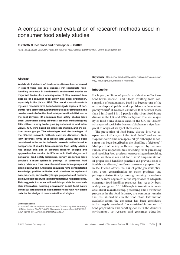 (PDF) A comparison and evaluation of research methods used in consumer ...