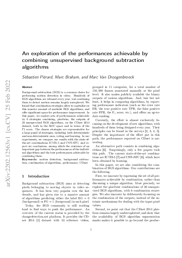 (PDF) An exploration of the performances achievable by combining unsupervised background ...