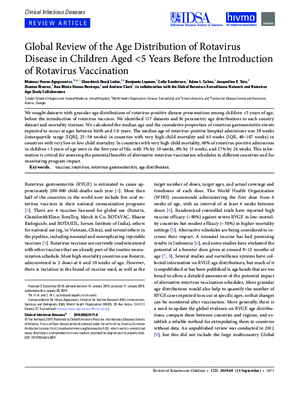 (PDF) Global Review of the Age Distribution of Rotavirus Disease in ...