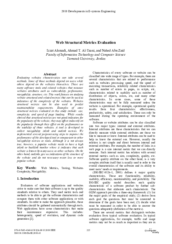 (PDF) Web Structural Metrics Evaluation