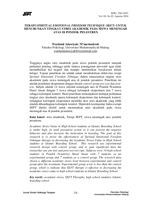 (PDF) Terapi Spiritual Emotional Freedom Technique (Seft) Untuk ...