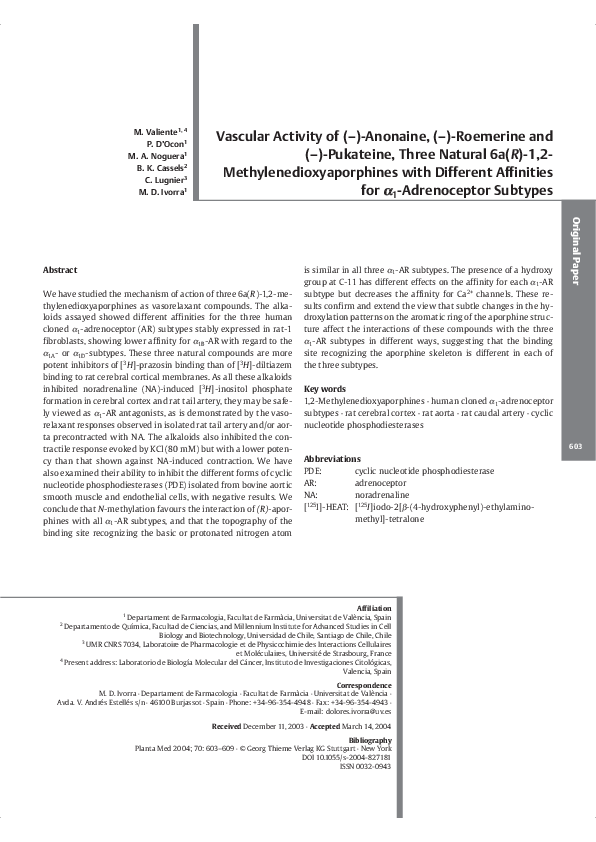 (PDF) Actividad vascular de (-)-anonaina, (-)-roemerine y (-)-pukateine ...