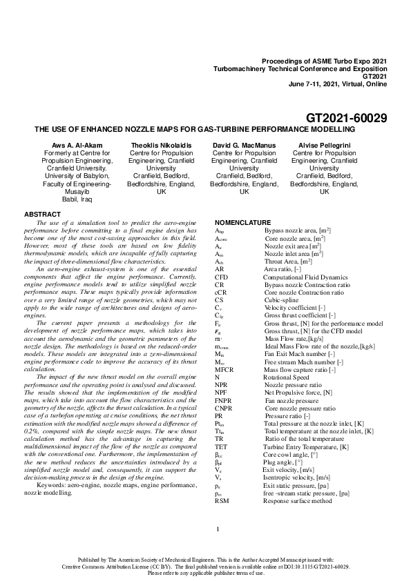 (PDF) The Use of Enhanced Nozzle Maps for Gas-Turbine Performance Modelling