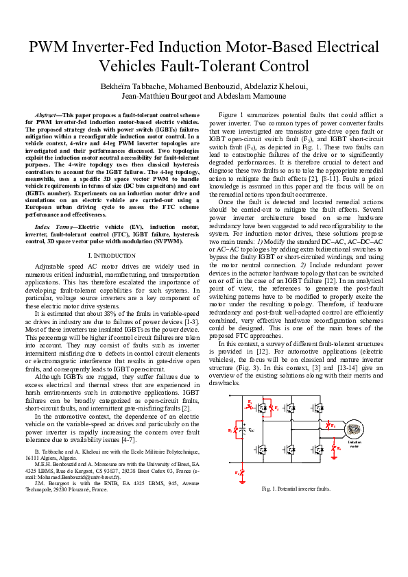 (PDF) PWM inverter-fed induction motor-based electrical vehicles fault-tolerant control