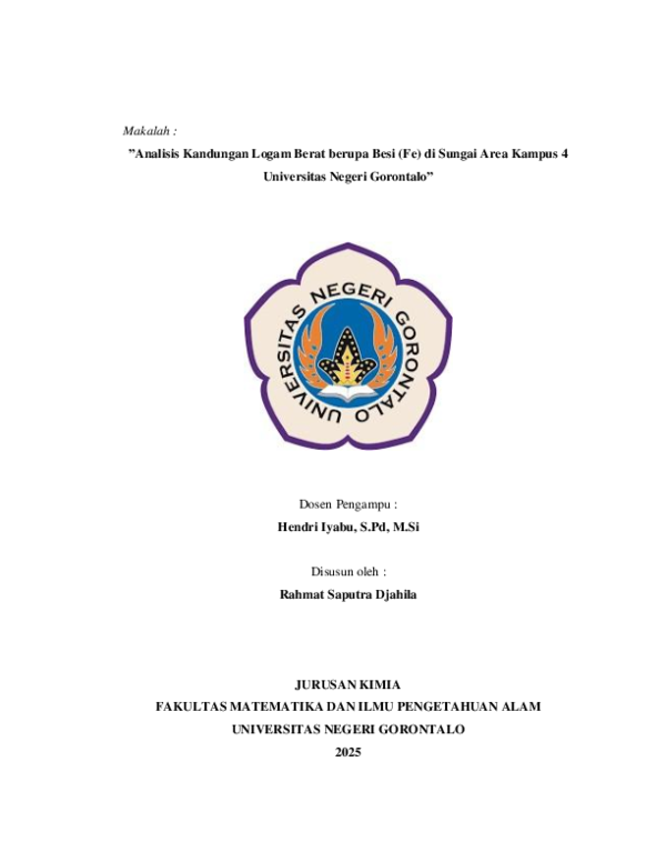 (PDF) Analisis Kandungan Logam Berat berupa Besi (Fe) di Sungai Area ...
