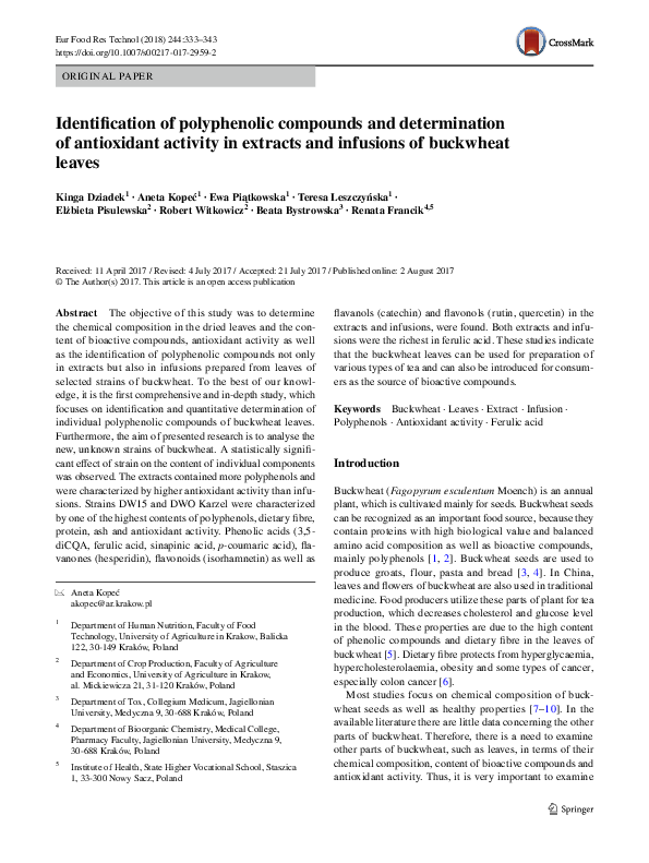 (PDF) Identification of polyphenolic compounds and determination of ...