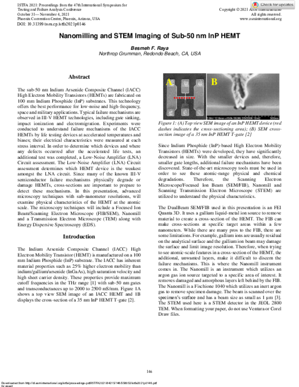 (PDF) Nanomilling and STEM Imaging of Sub-50 nm InP HEMT