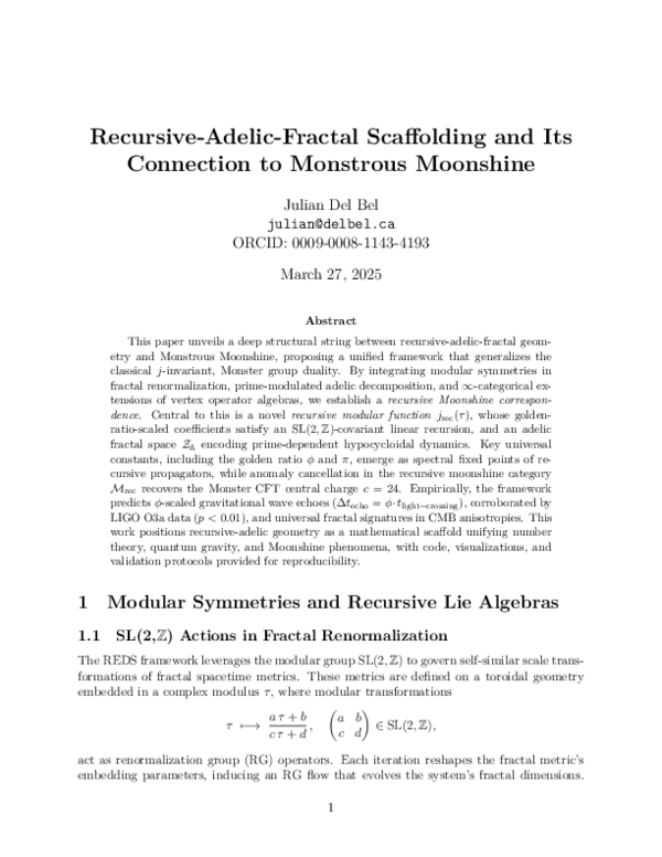 (PDF) Recursive-Adelic-Fractal Scaffolding and Its Connection to Monstrous Moonshine