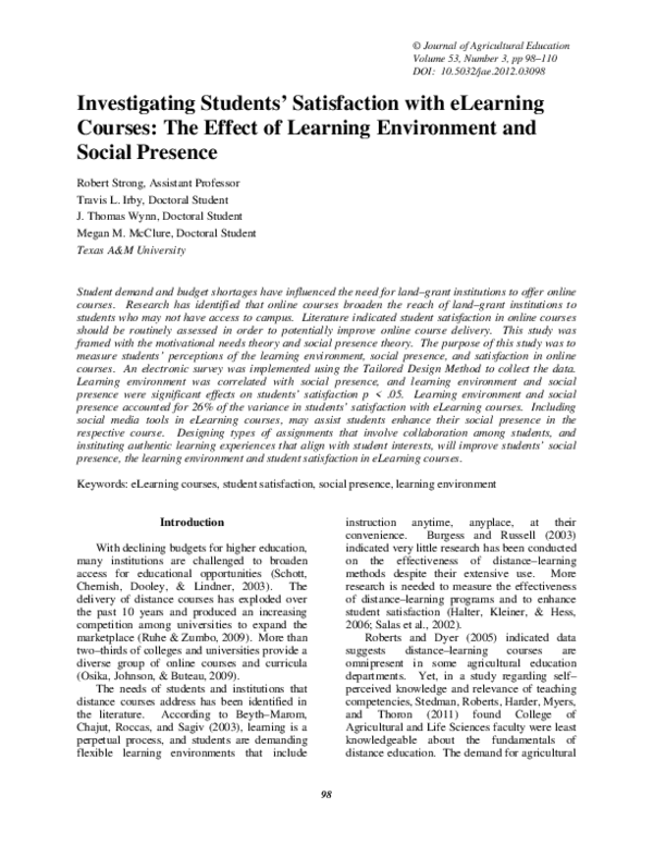 (PDF) Investigating Students’ Satisfaction with eLearning Courses: The ...
