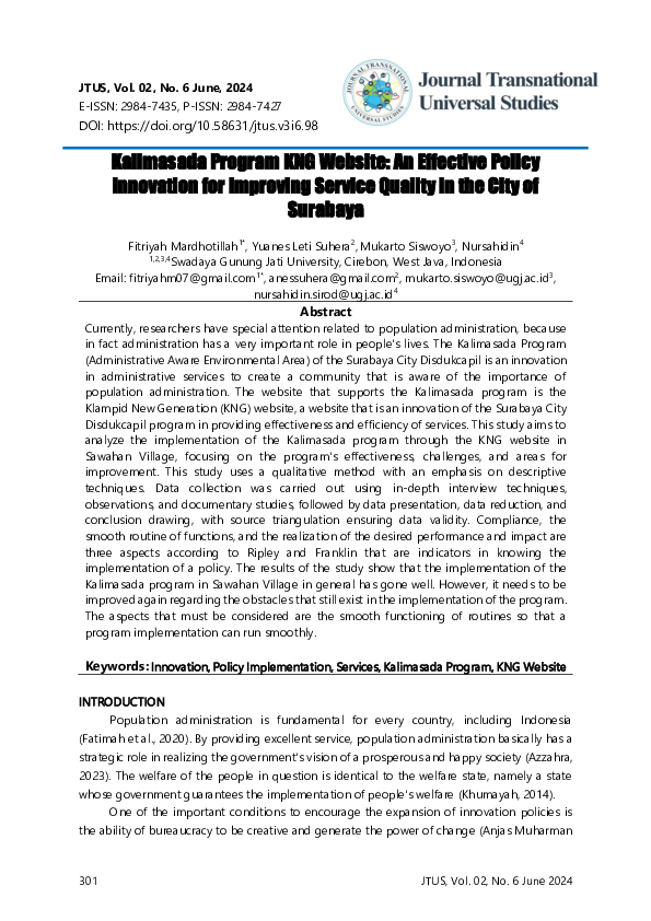 (PDF) Kalimasada Program KNG Website: An Effective Policy Innovation ...