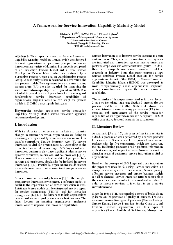 (PDF) A framework for the service innovation capability maturity model