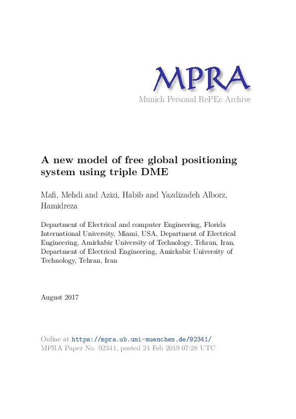 (PDF) A new model of free global positioning system using triple DME