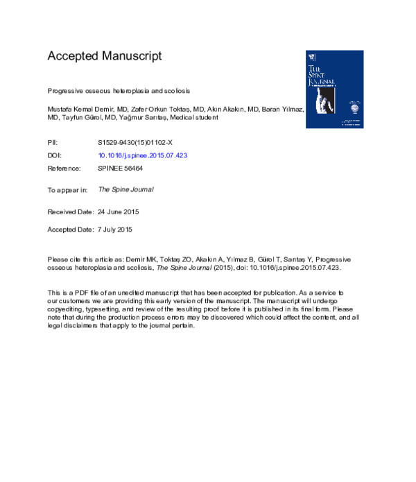 (PDF) Progressive osseous heteroplasia and scoliosis