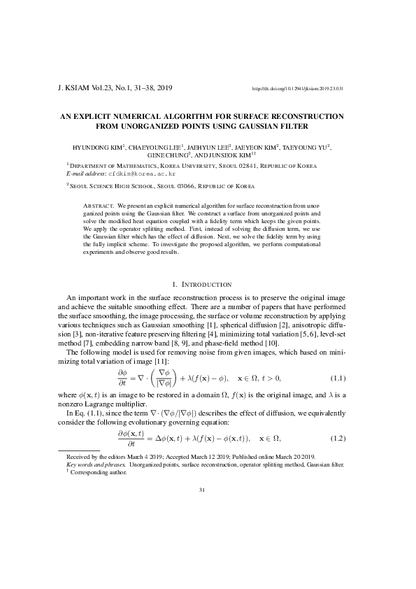 (PDF) An Explicit Numerical Algorithm for Surface Reconstruction from Unorganized Points Using ...