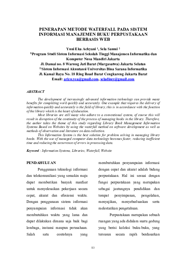 (PDF) Penerapan Metode Waterfall Pada Sistem Informasi Manajemen Buku ...