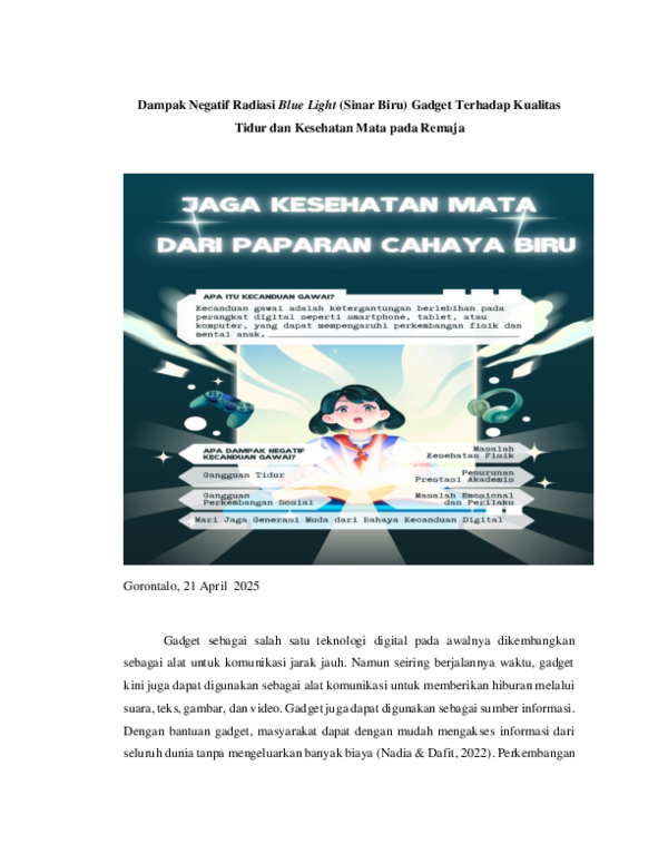 (PDF) Dampak Negatif Radiasi Blue Light (Sinar Biru) Gadget Terhadap ...