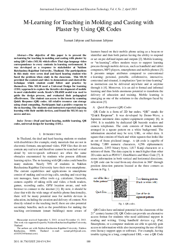 (PDF) M-Learning for Teaching in Molding and Casting with Plaster by ...
