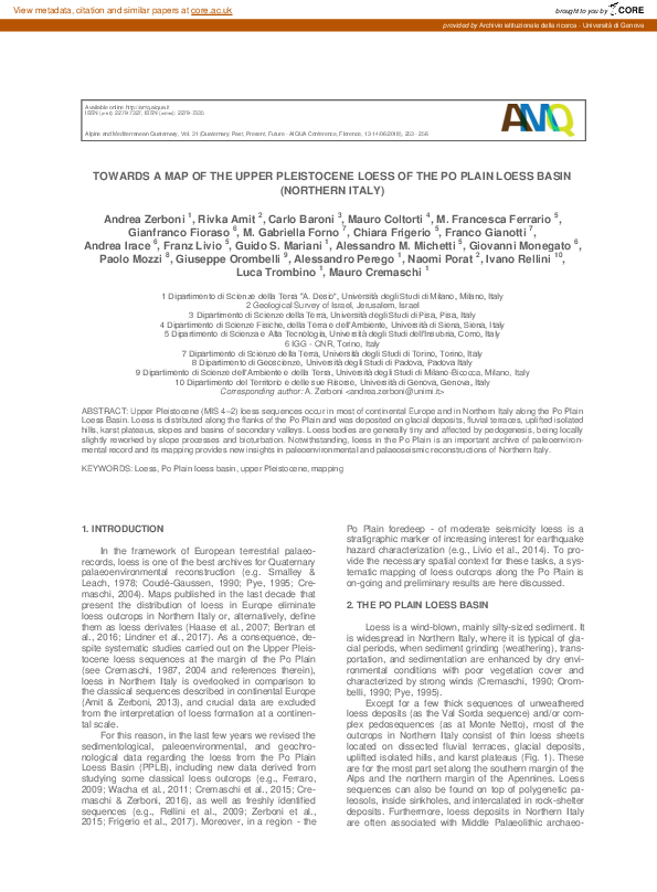 (PDF) Towards a map of the Upper Pleistocene loess of the Po Plain ...