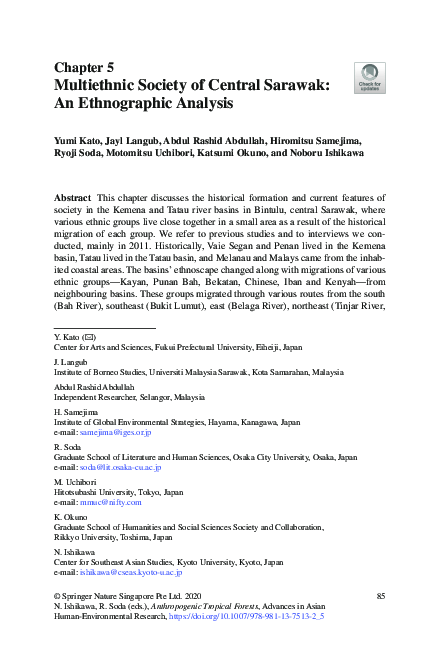 (PDF) Multiethnic Society of Central Sarawak: An Ethnographic Analysis