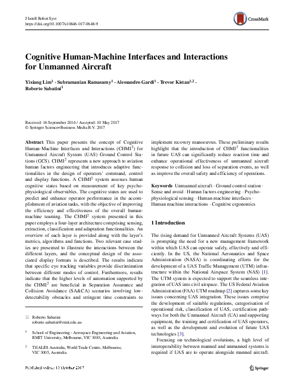 (PDF) Cognitive Human-Machine Interfaces and Interactions for Unmanned ...