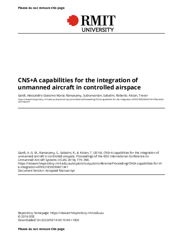 (PDF) CNS+A capabilities for the integration of unmanned aircraft in ...
