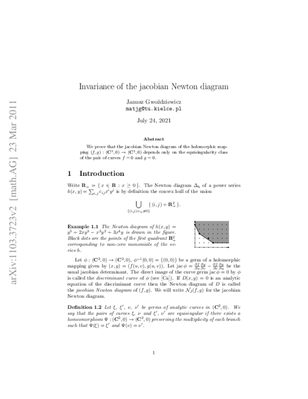 (PDF) Invariance of the jacobian Newton diagram