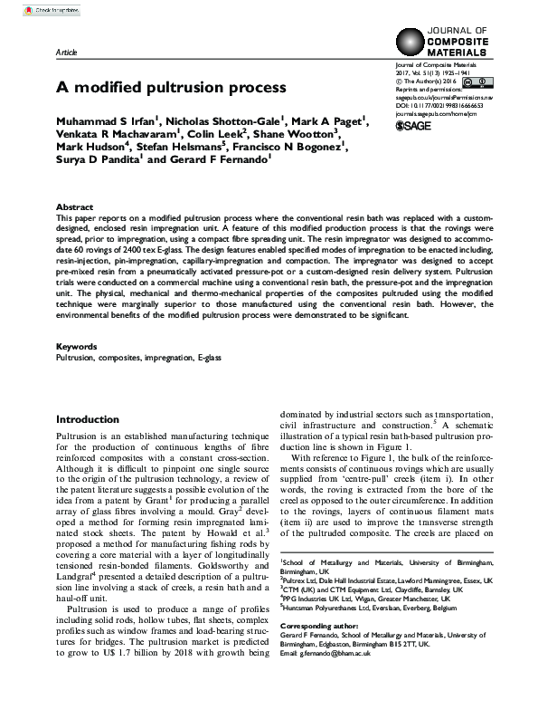 (PDF) A modified pultrusion process