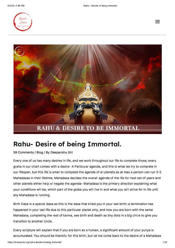 (PDF) Rahu- Desire of being Immortal