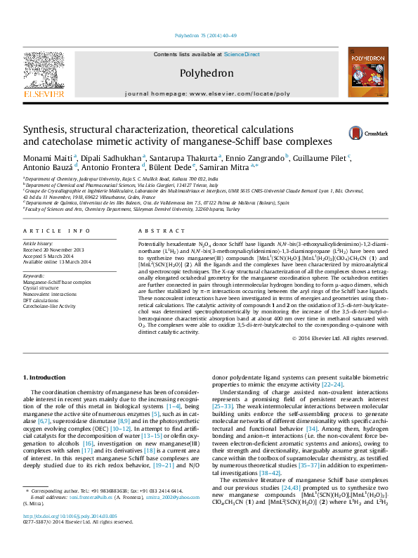 (PDF) Synthesis, structural characterization, theoretical calculations ...
