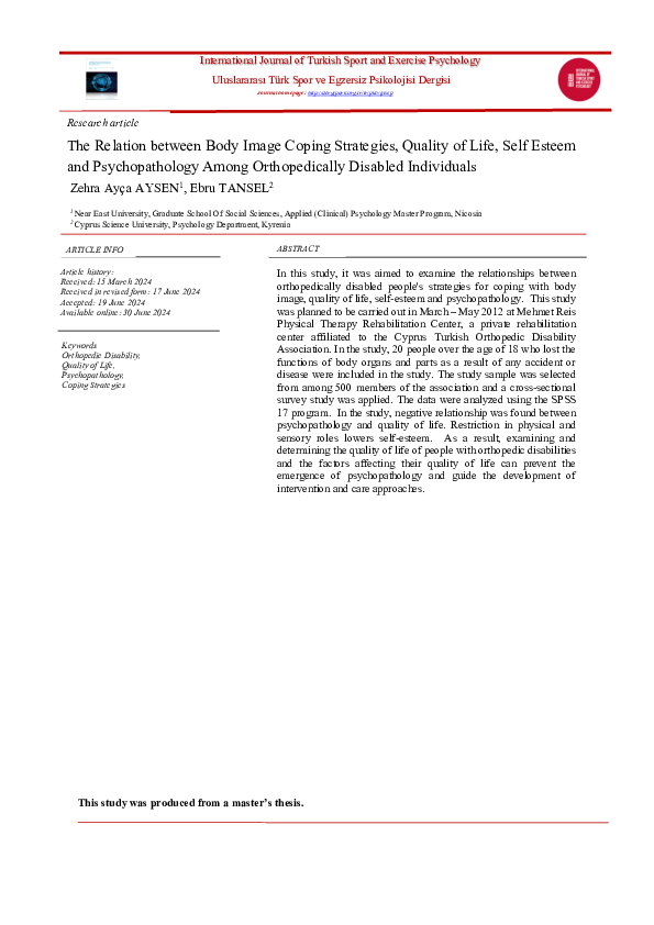 (PDF) The Relation between Body Image Coping Strategies, Quality of ...