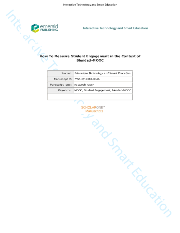 (PDF) How to measure student engagement in the context of blended-MOOC