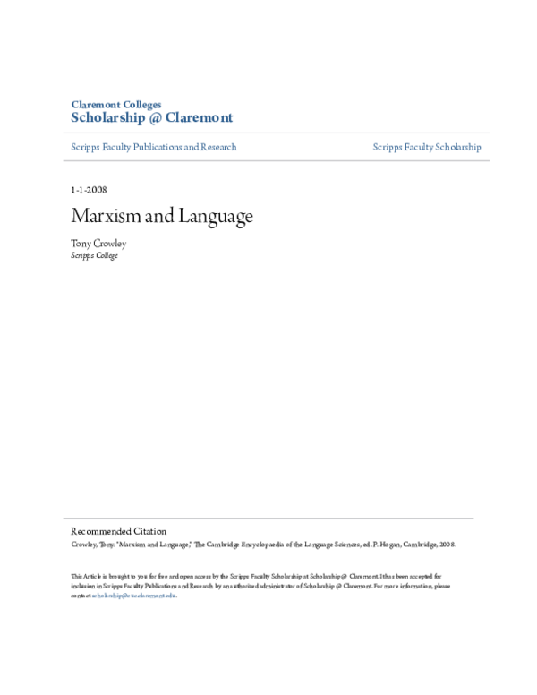 (PDF) Marxism and Language
