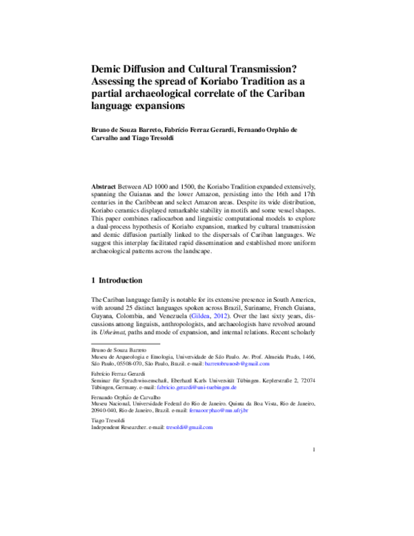 (PDF) Demic Diffusion and Cultural Transmission? Assessing the spread ...