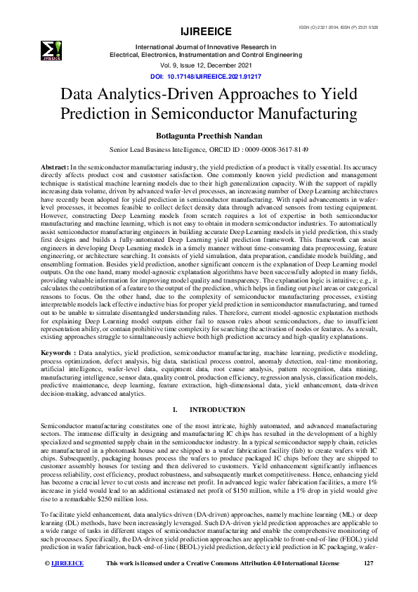 (PDF) Data Analytics-Driven Approaches to Yield Prediction in ...