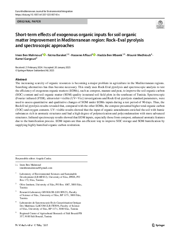 (PDF) Short-term effects of exogenous organic inputs for soil organic matter improvement in ...