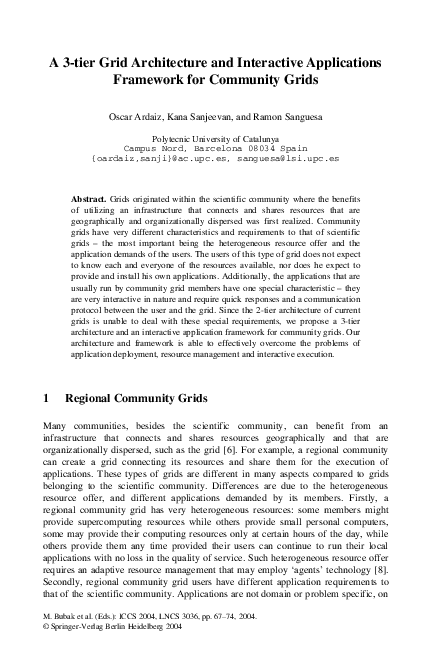 (PDF) A 3-tier Grid Architecture and Interactive Applications Framework ...