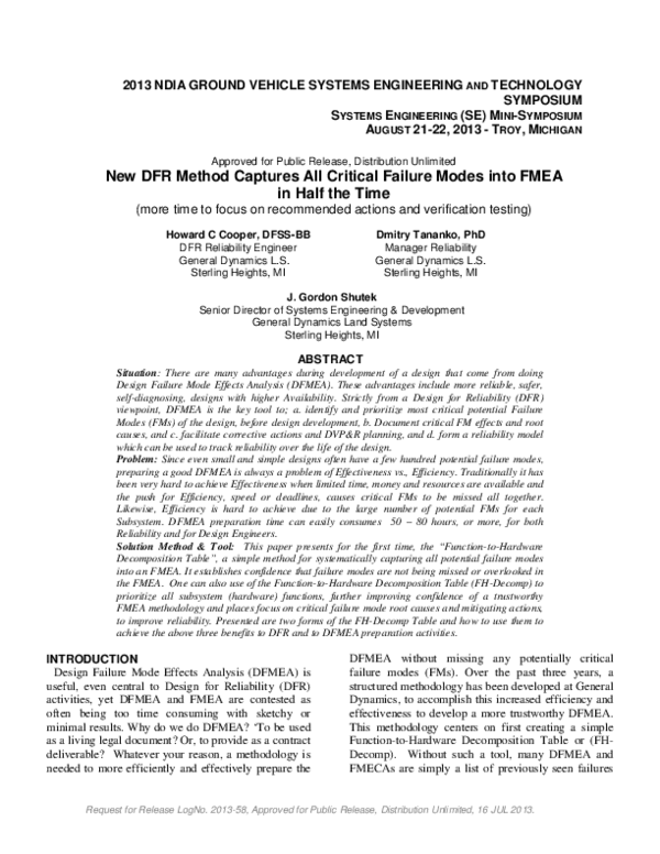 (PDF) New DFR Method Captures All Critical Failure Modes into FMEA in ...
