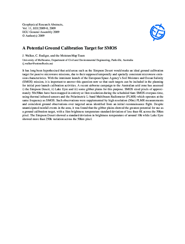 (PDF) A Potential Ground Calibration Target for SMOS
