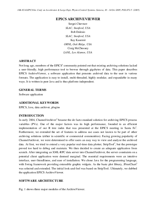 (PDF) EPICS ArchiveViewer