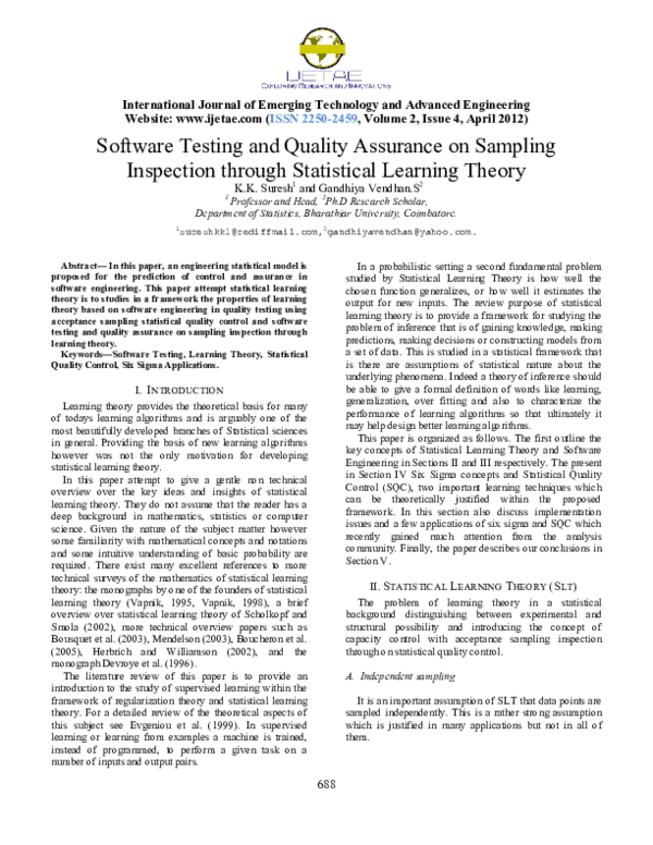 (PDF) Software Testing and Quality Assurance on Sampling Inspection ...