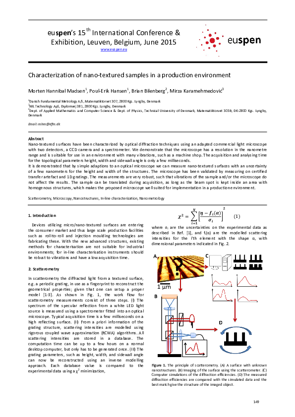 (PDF) Characterization of nano-textured samples in a production environment